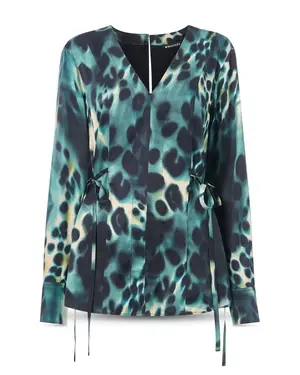 Whistles Misty Leopard Print V-neck Blouse