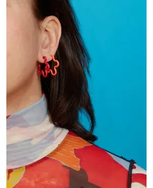Bea Bongiasca Flower Funk Hoop Earrings - Orange/pink