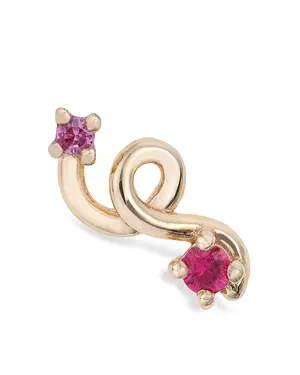 Bea Bongiasca 9k Ruby, And Sapphire Mini Stud Earring - Yellow Gold
