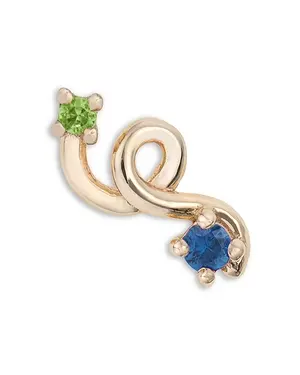 Bea Bongiasca 9k Tsavorite, And Sapphire Mini Stud Earring - Yellow Gold