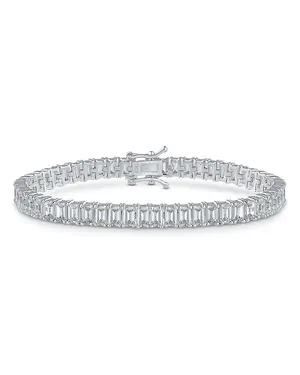 KENNETH JAY LANE Emerald Cut Cubic Zirconia Tennis Bracelet - Silver