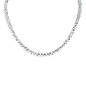 KENNETH JAY LANE Heart Tennis Necklace - Silver