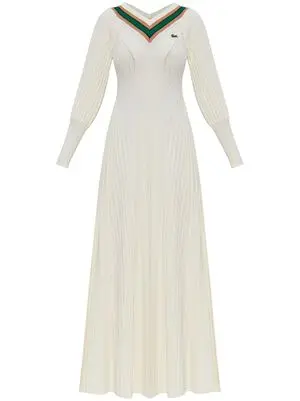 lacoste long dress Lacoste Ribbed Maxi Dress - White
