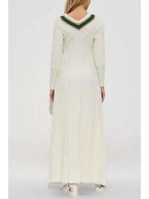 Lacoste Ribbed Maxi Dress - White | Editorialist