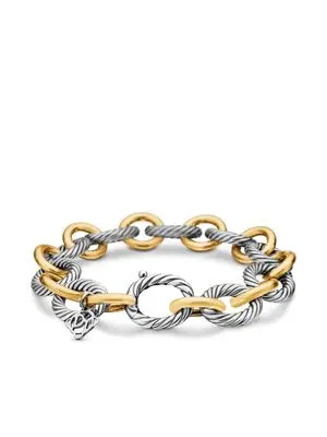 David Yurman 18kt Yellow Gold And Sterling Oval Link Chain Bracelet - Silver
