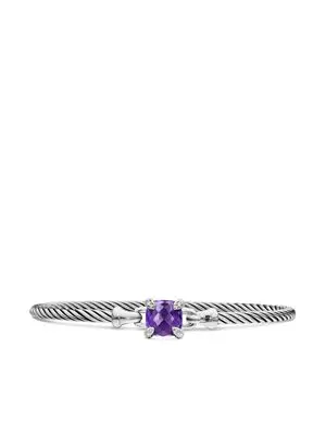 David Yurman Sterling Diamond And Amethyst Bracelet - Silver