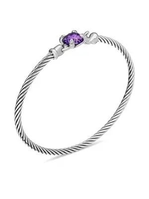 David Yurman Sterling Diamond And Amethyst Bracelet - Silver