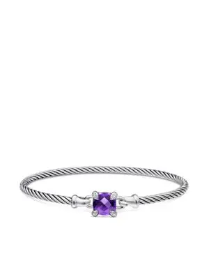 David Yurman Sterling Diamond And Amethyst Bracelet - Silver