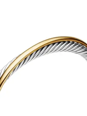 David Yurman 18kt Yellow Gold And Sterling Crossover Cuff Bracelet - Silver