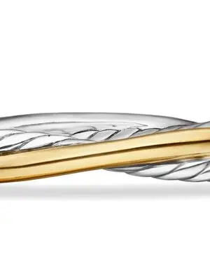 David Yurman 18kt Yellow Gold And Sterling Crossover Cuff Bracelet - Silver