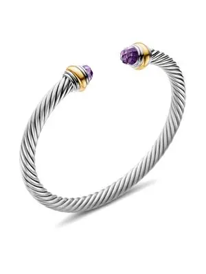 David Yurman 14kt Yellow Gold And Sterling Classic Cable Bracelet - Silver