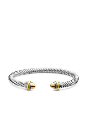 David Yurman 14k Yellow Gold And Sterling Classic Cable Bracelet - Silver