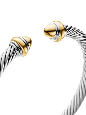 David Yurman 14k Yellow Gold And Sterling Classic Cable Bracelet - Silver