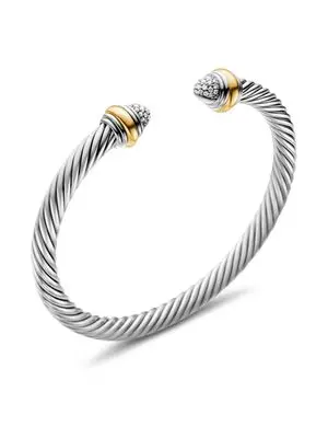David Yurman 14kt Yellow Gold And Sterling Diamond Bracelet - Silver