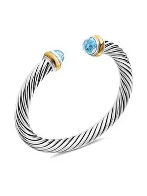 David Yurman 14kt Yellow Gold And Sterling Cable Bracelet - Silver