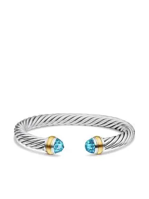 David Yurman 14kt Yellow Gold And Sterling Cable Bracelet - Silver