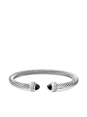 David Yurman Sterling Diamond And Black Onyx Cable Bracelet - Silver