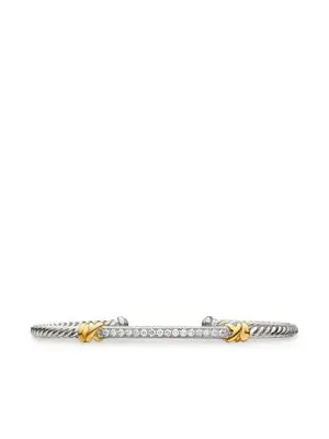 David Yurman 18kt Gold And Sterling Petite Helena Diamond Bracelet - Silver