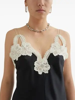 JIL SANDER Floral Embroidered Top - Black