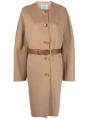 Prada Single-breasted Belted Coat