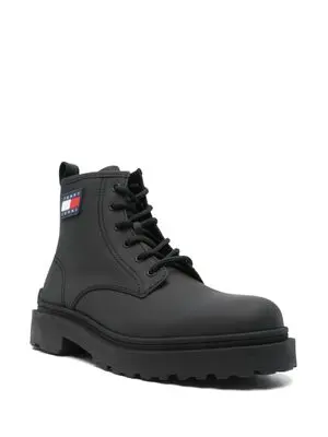 Tommy Hilfiger Leather Lace-up Boots - Black