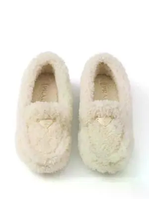 Prada Shearling Driving Shoes - Neutrals