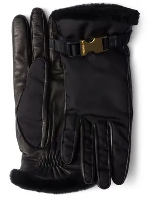 Prada Re-nylon And Shearling Gloves - Black