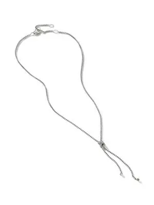 David Yurman Sterling Petite X Lariat Diamond Necklace - Silver