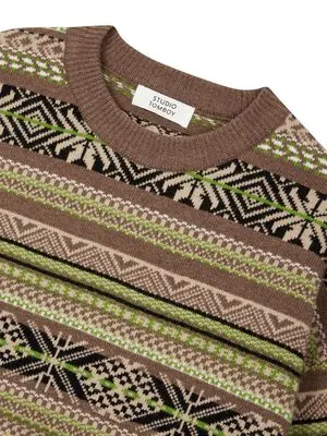 STUDIO TOMBOY Fair Isle Intarsia Knit Sweater - Brown