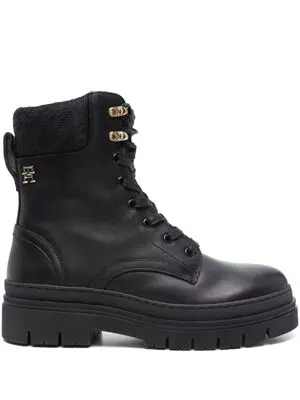 Tommy Hilfiger Monogram-embroidered Combat Boots