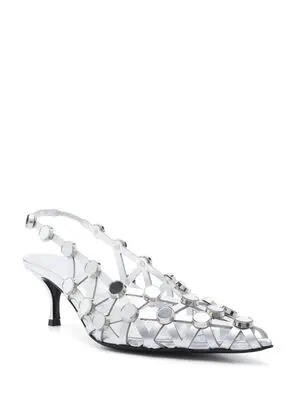 Attico Grid Slingback Pumps - Silver