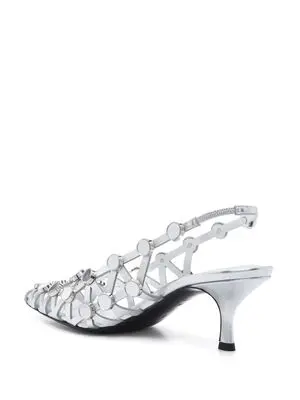 Attico Grid Slingback Pumps - Silver