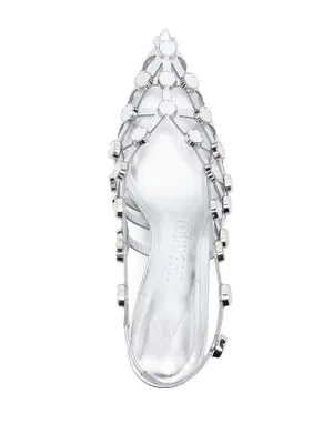 Attico Grid Slingback Pumps - Silver