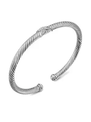 David Yurman Sterling And Diamond Bracelet