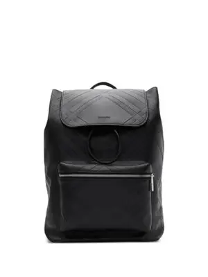 Burberry Embossed-check Backpack - Black