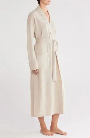 Nordstrom Cashmere Robe - Beige Oatmeal Light Heather