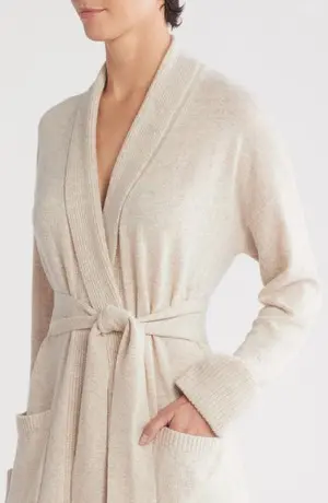 Nordstrom Cashmere Robe - Beige Oatmeal Light Heather
