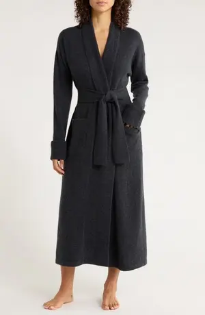 Nordstrom Cashmere Robe - Dark Charcoal Heather