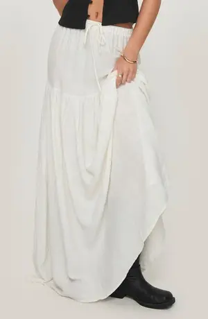 Princess Polly Tearose Tiered Maxi Skirt - White