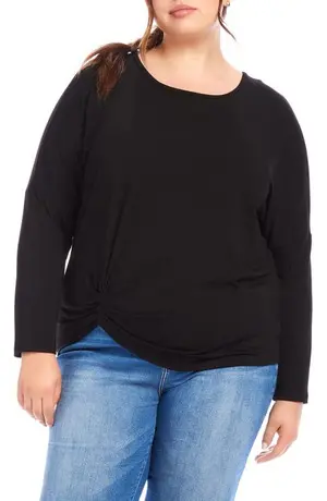 Karen Kane Twisted Hem Top - Black