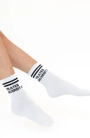 PILATES UNIVERSITY 1883 Classic Nonslip Grip Crew Socks 2 Pack
