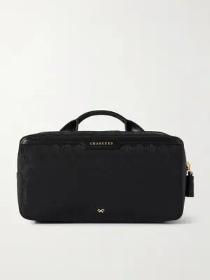 ANYA HINDMARCH Home Office Leather-trimmed Jacquard Case - Black