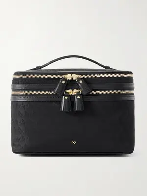 ANYA HINDMARCH Vanity Kit Leather-trimmed Jacquard Cosmetics Case - Black