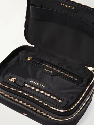 ANYA HINDMARCH Leather-trimmed Jacquard Jewelry Case