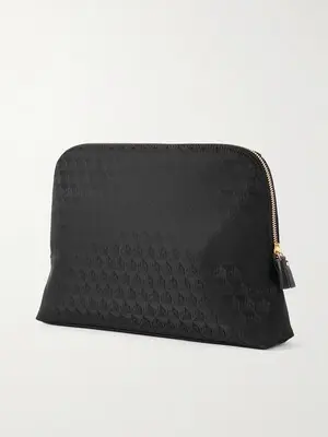 ANYA HINDMARCH Leather-trimmed Jacquard Cosmetics Case - Black