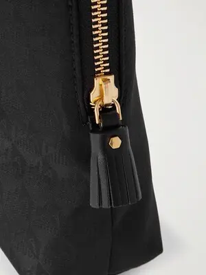ANYA HINDMARCH Leather-trimmed Jacquard Cosmetics Case - Black