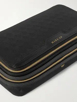 ANYA HINDMARCH Jacquard Cosmetics Case With Leather Trim