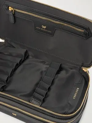 ANYA HINDMARCH Jacquard Cosmetics Case With Leather Trim
