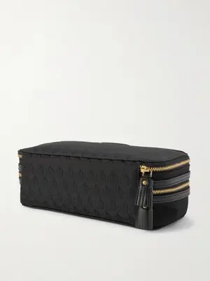 ANYA HINDMARCH Leather-trimmed Jacquard Cosmetics Case - Black