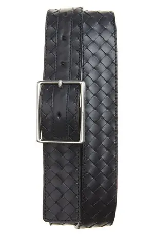 Bottega Veneta Intrecciato Leather Belt - 4028 Space/ Silver
